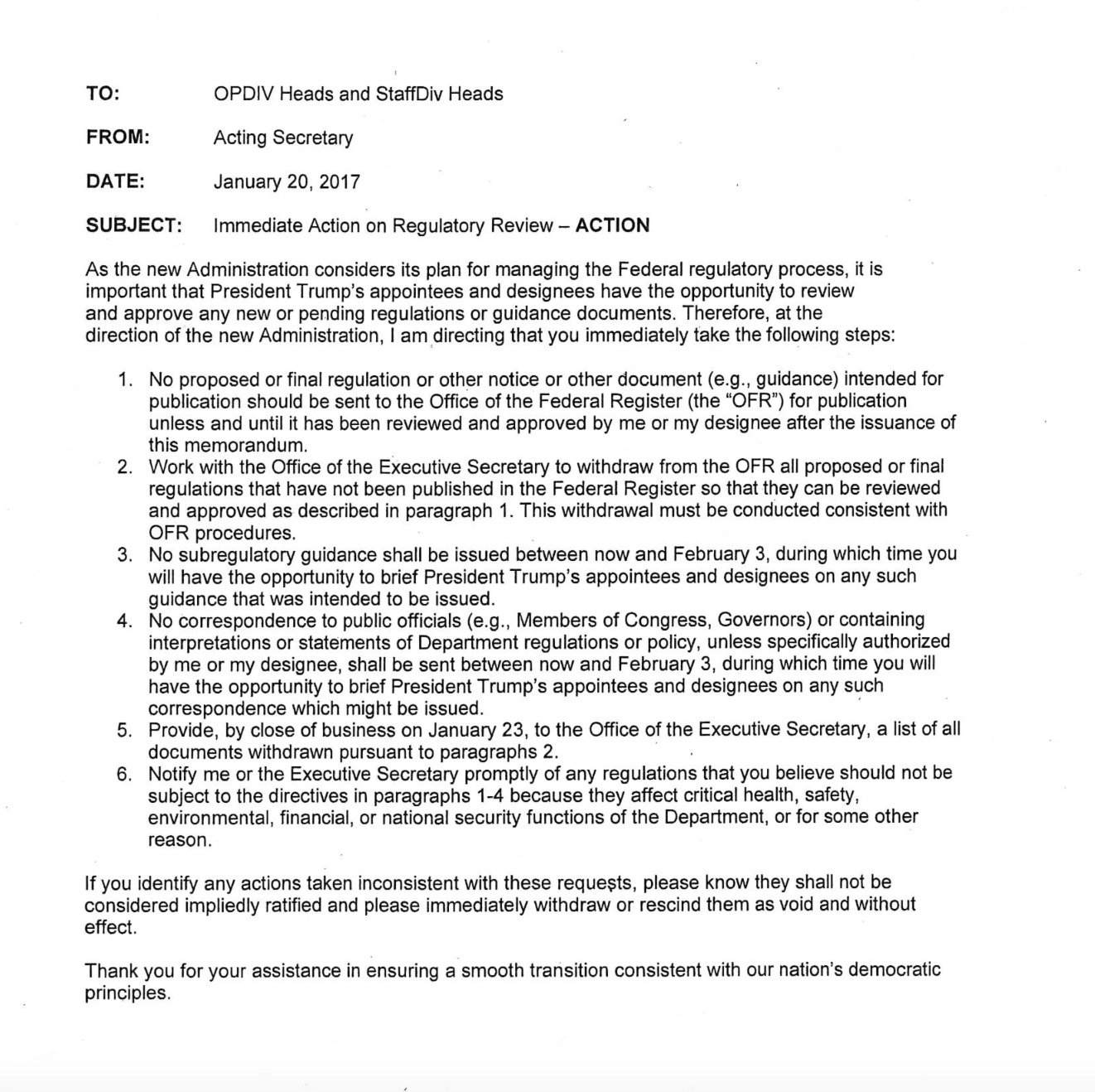 List of federal government agencies told not to communicate with the ...